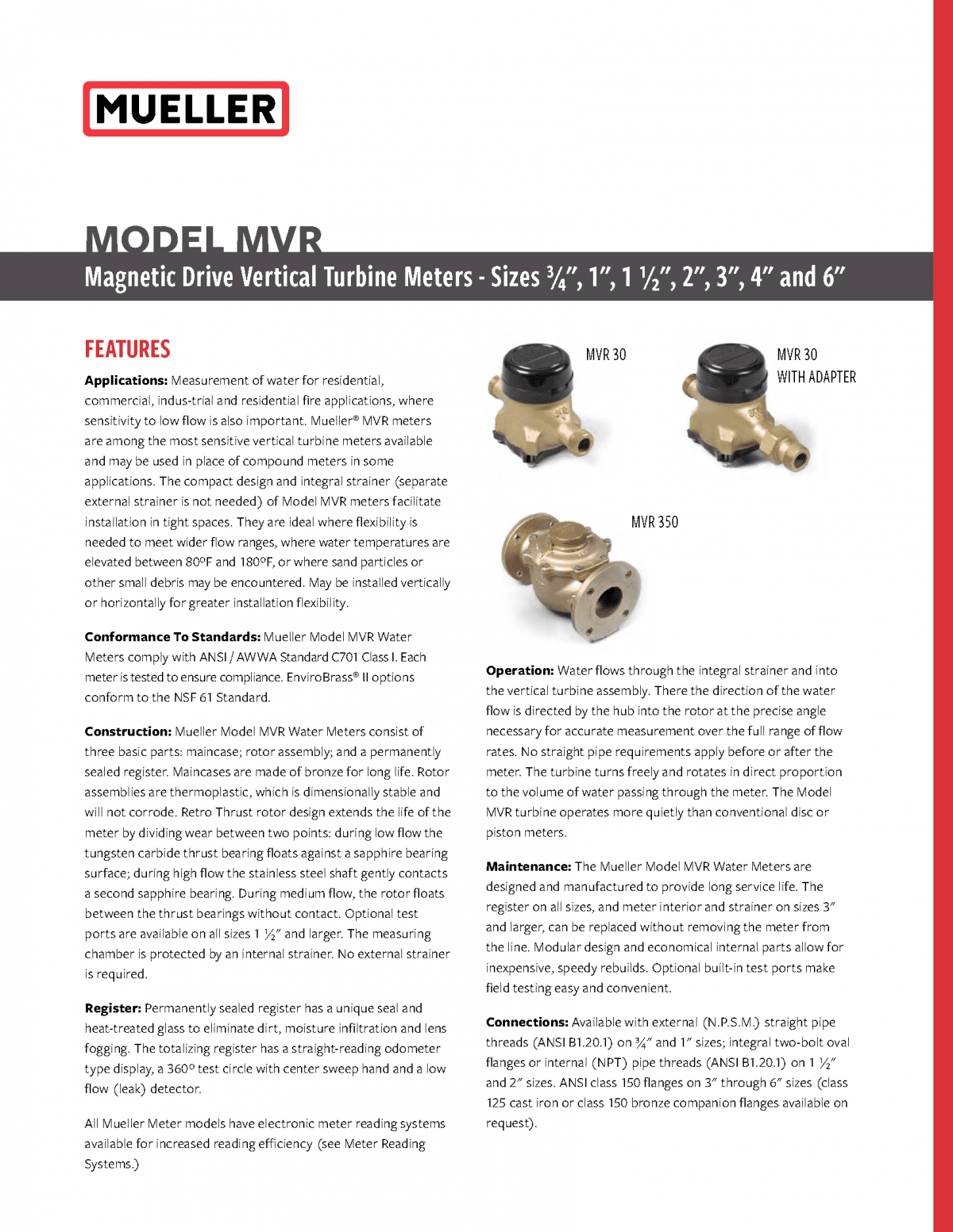 Product Data Sheets - Mueller Systems