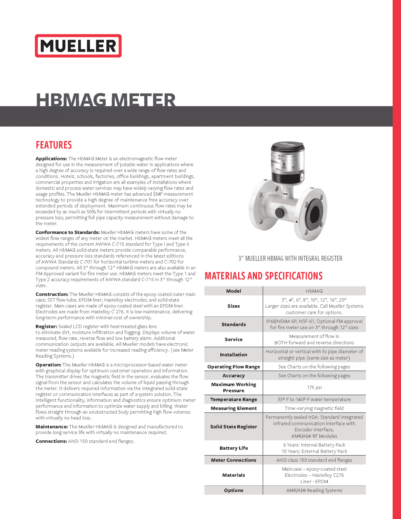 Product Data Sheets - Mueller Systems