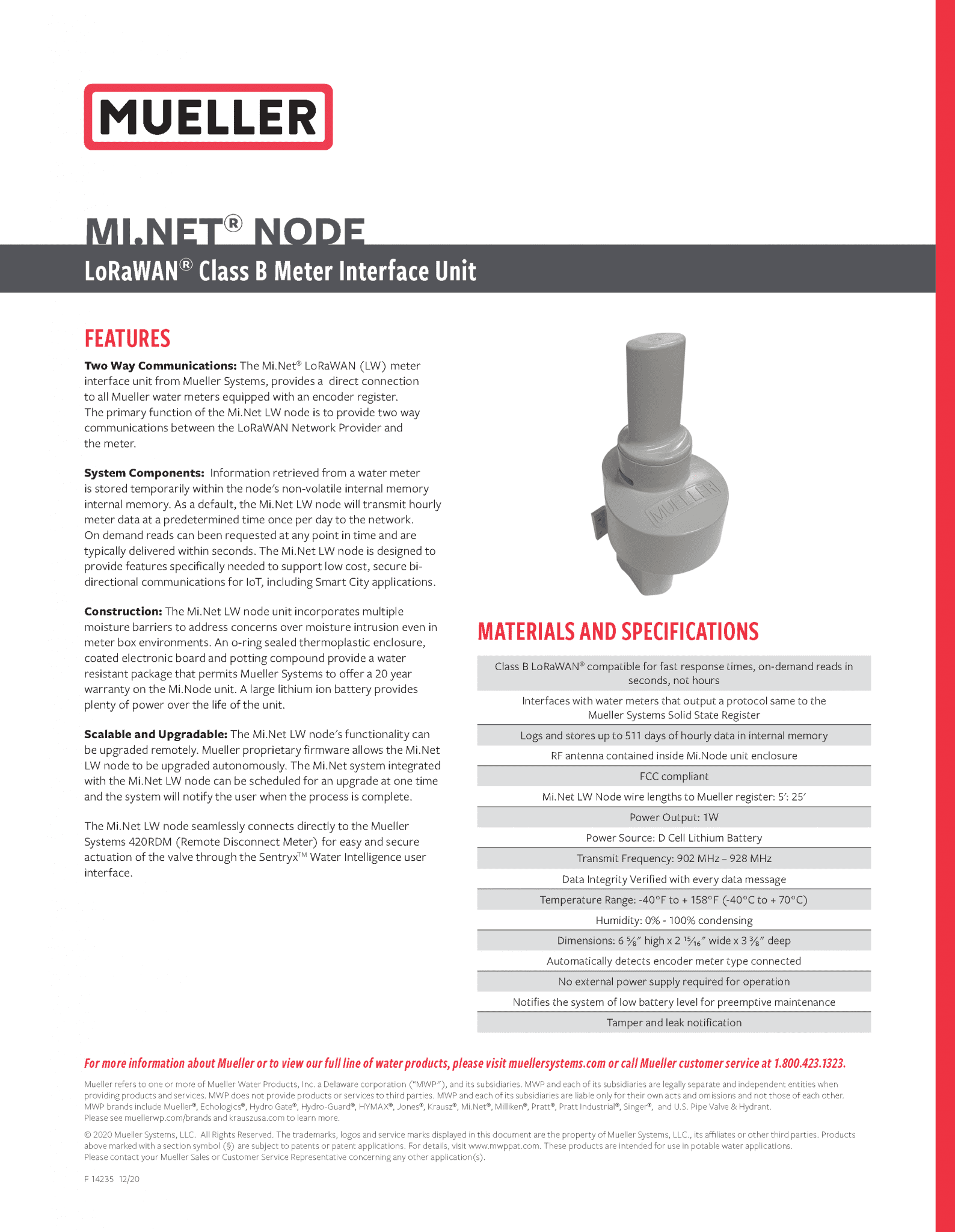 Product Data Sheets - Mueller Systems