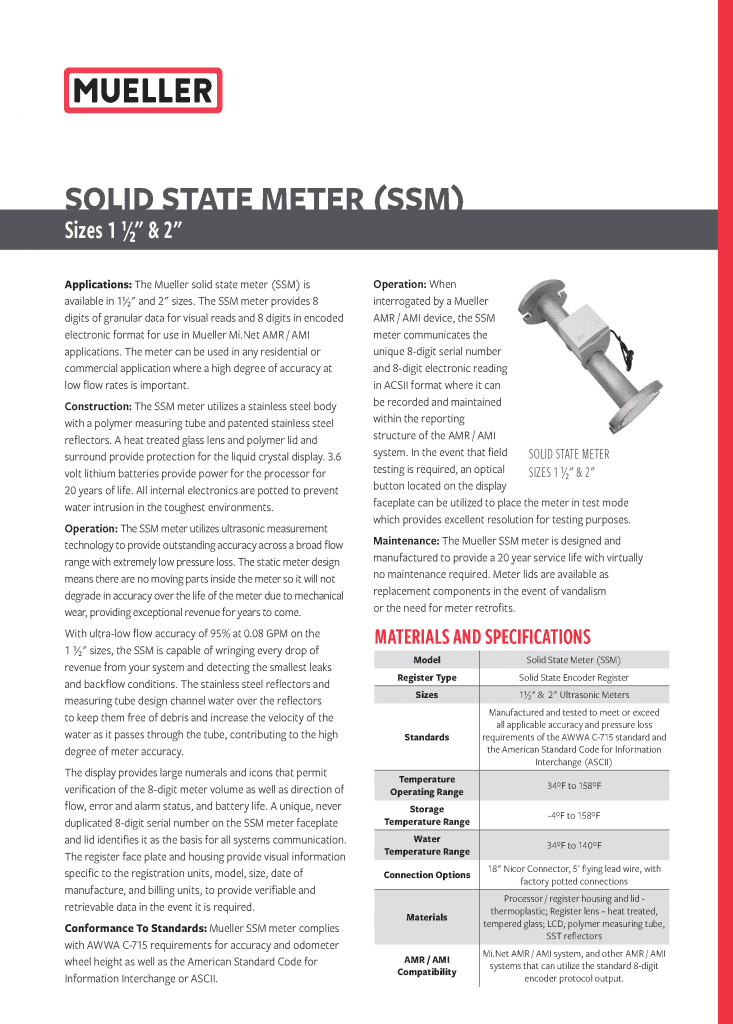 Product Data Sheets - Mueller Systems